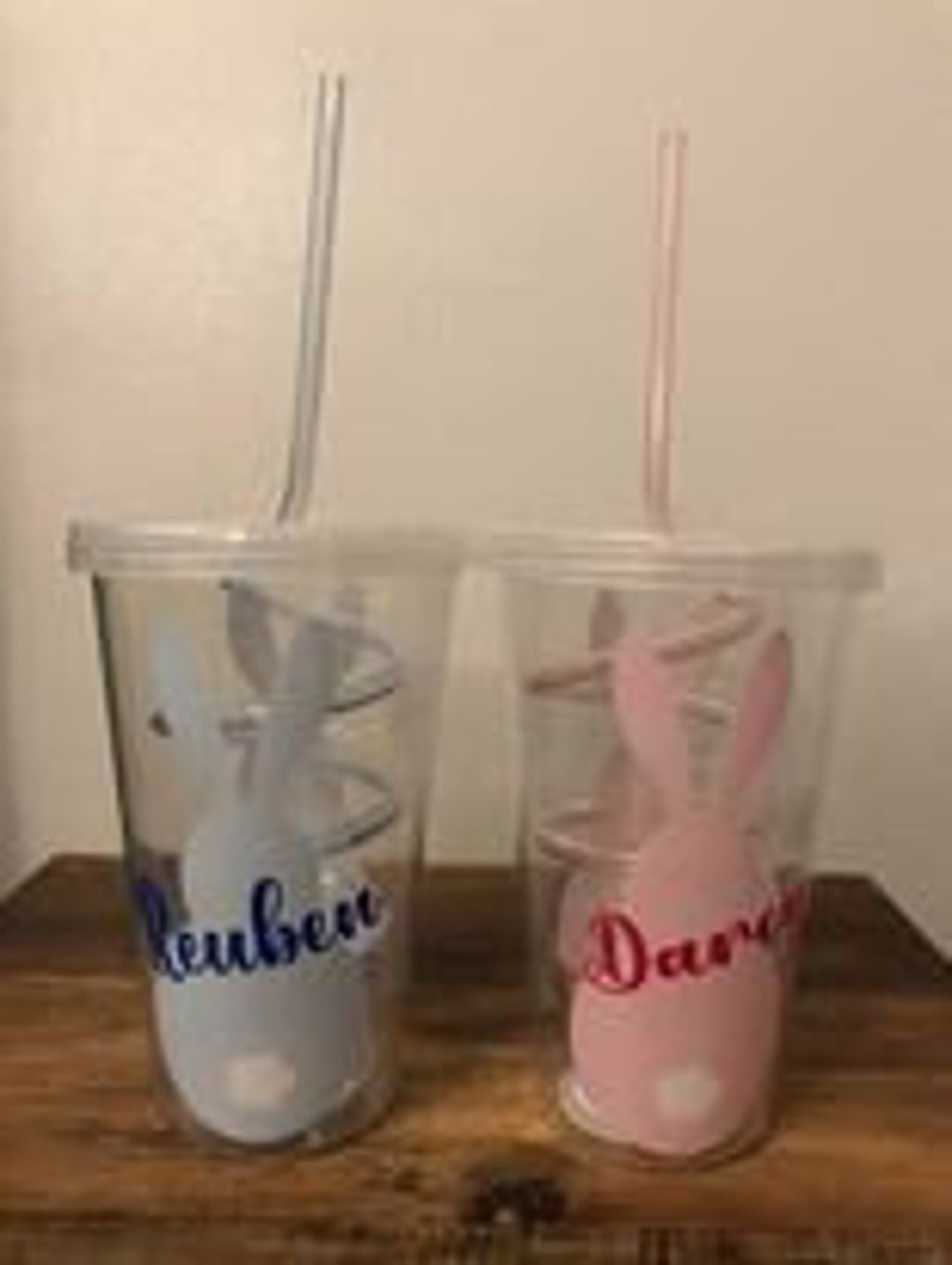 Personalised Easter Bunny Cup With Swirly Straw/easter Cup/easter Bunny ...