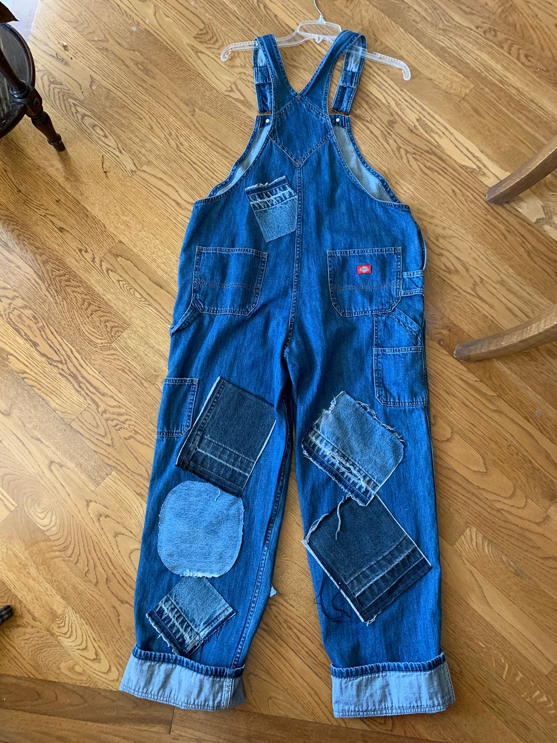 Medium Denim Overalls With Faded Denim Patches and Extra Pockets. - Etsy