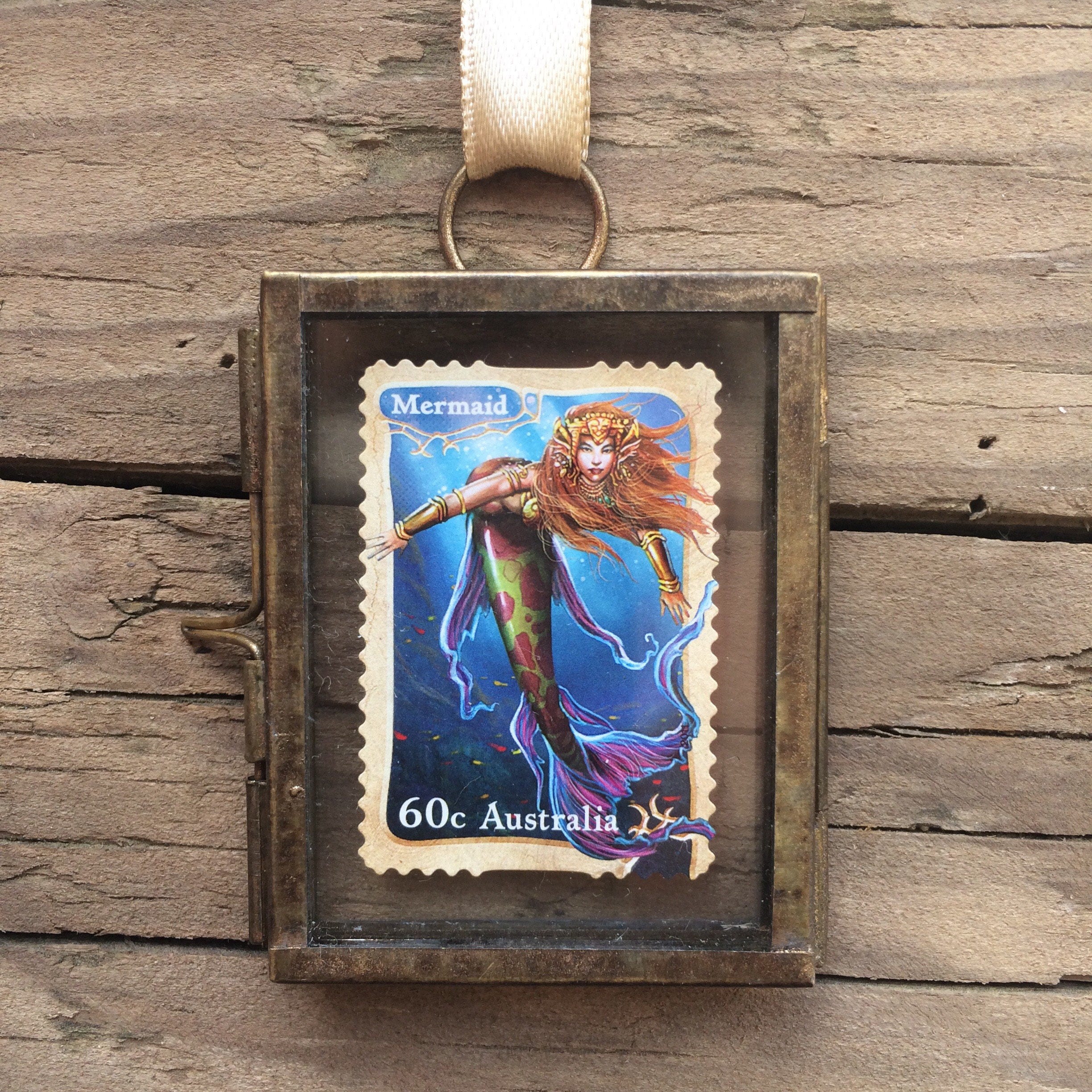 Miniature Mermaid Art Framed Postage Stamp Ornament Be a - Etsy UK