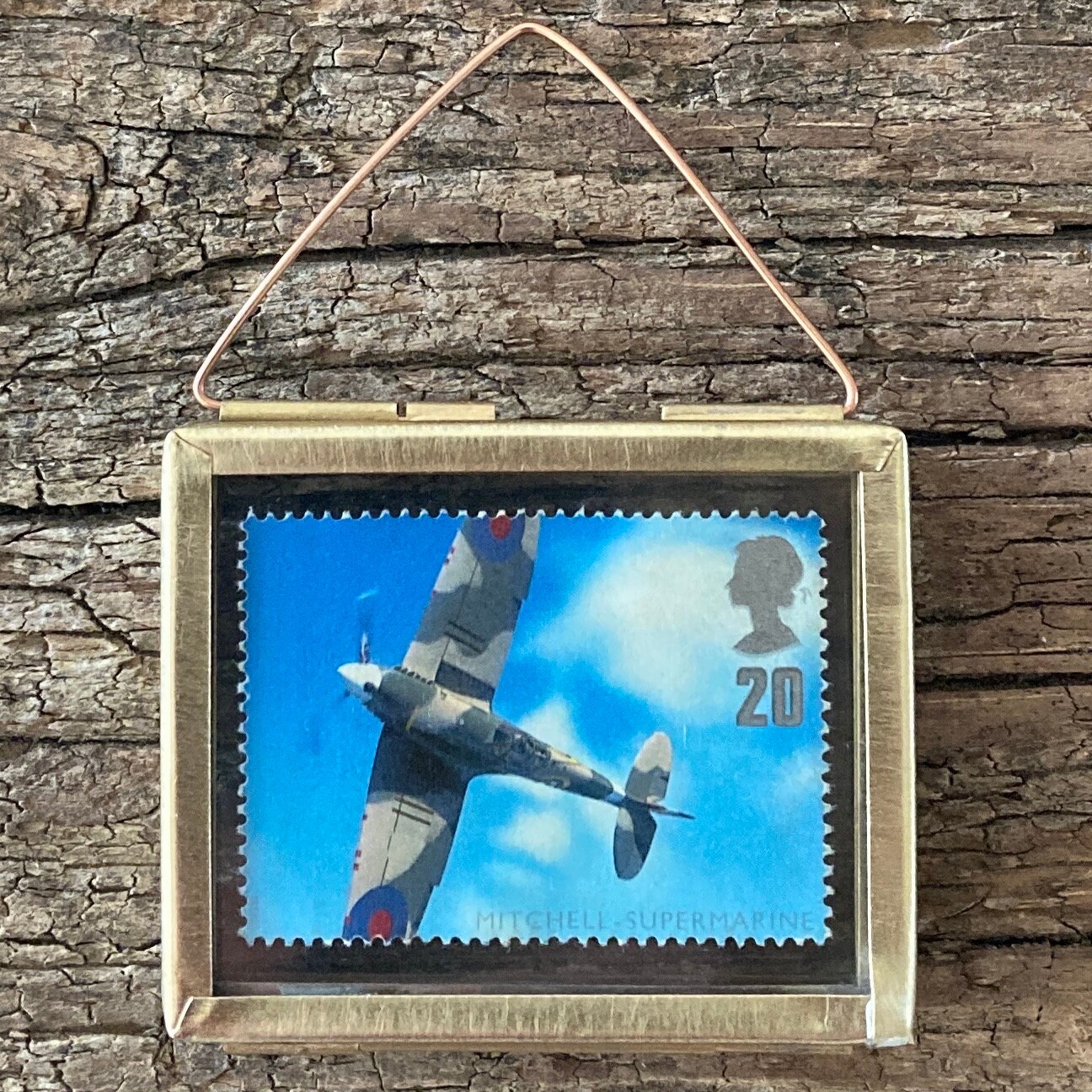 Supermarine Spitfire Vintage Postage Stamp in Brass Miniature Hanging ...