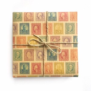 Vintage Gift Wrapping Paper - Postage Stamp Gift Wrap Sheet - Rainbow ...