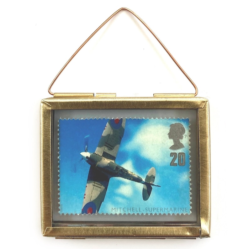 Supermarine Spitfire Vintage Postage Stamp in Brass Miniature Hanging ...