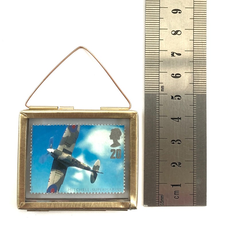 Supermarine Spitfire Vintage Postage Stamp in Brass Miniature Hanging ...