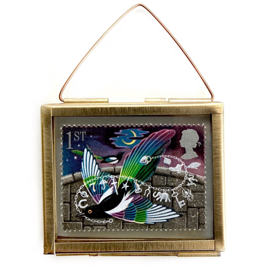 Magpie and Lucky Charm Silver Bracelet Framed Vintage British Postage ...