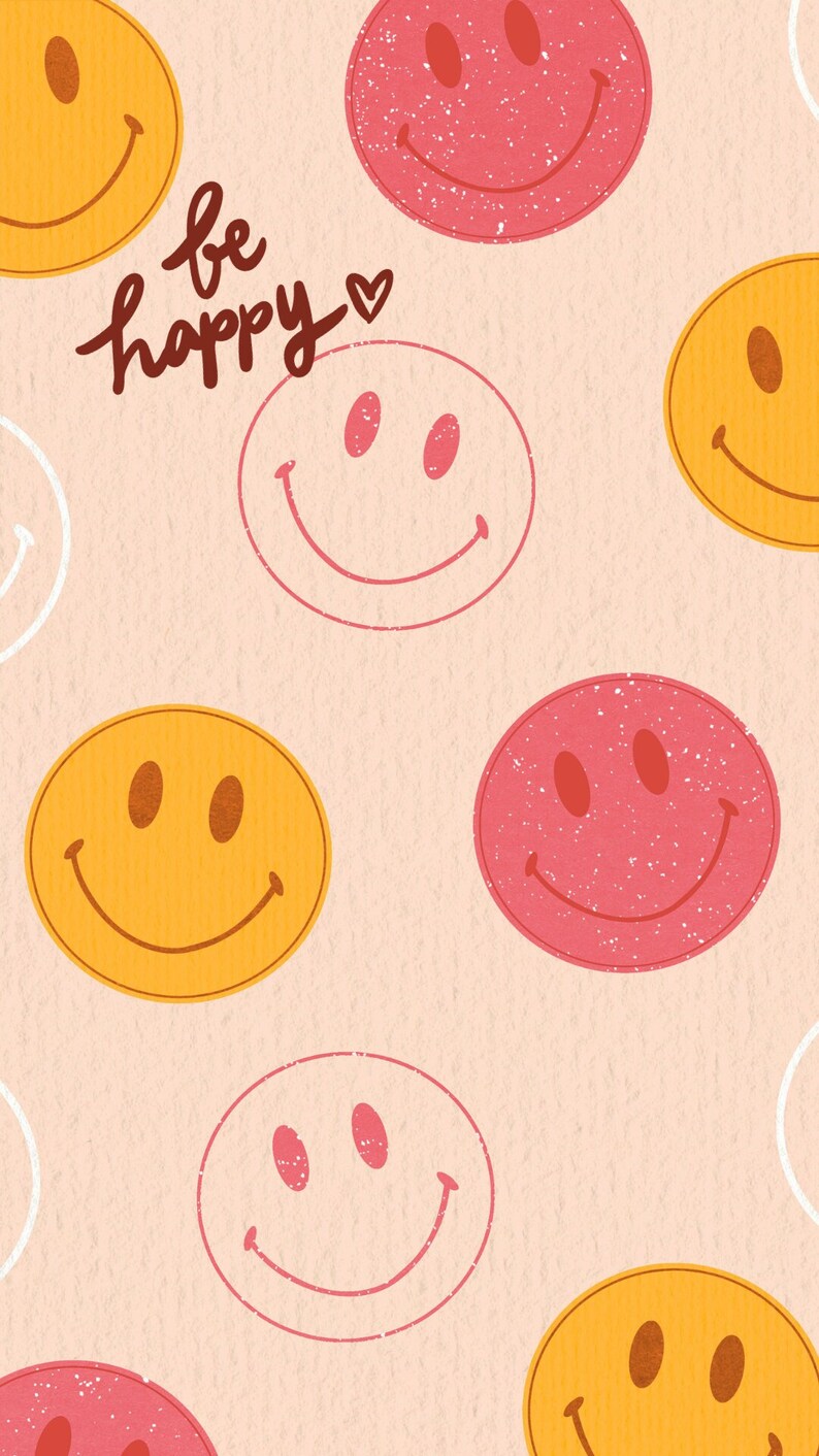 Retro Happy Face Phone Background - Etsy