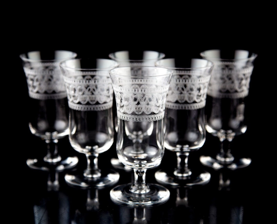 Bryce 758-4 Geometric Loop Needle Etch Footed Juice Glasses Set of 8 ...