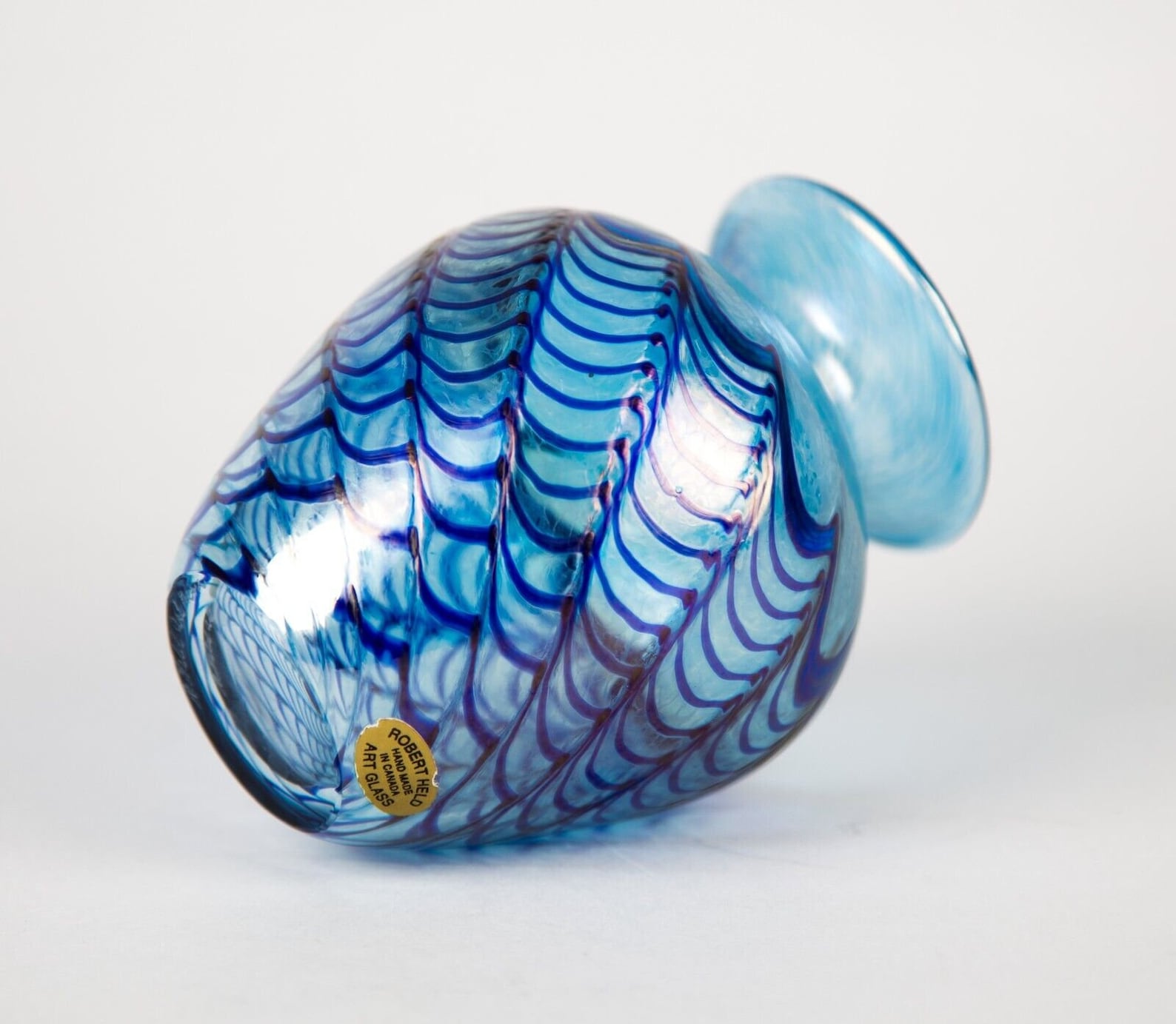Robert Held Blue Iridescent Art Glass Vase Signed - Etsy