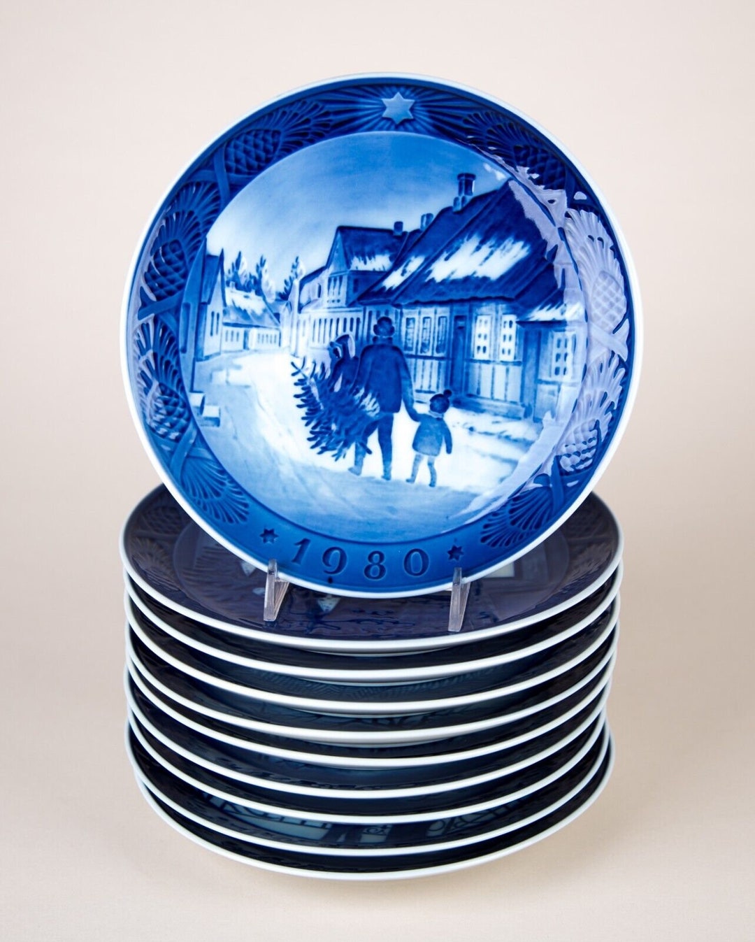 Royal Copenhagen Annual Blue Christmas Plates 1980 Set of 10 Vintage ...