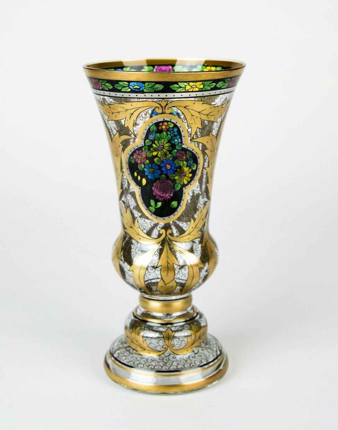 Antique Bohemian Haida Art Glass Hermann Pautsch Hand Painted Glass ...