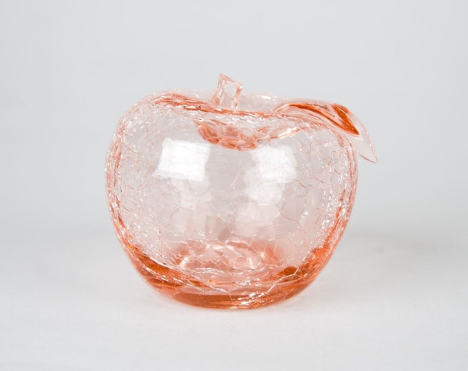 Blenko Pink Crackle Glass Apple Figurine Vintage Fruit Decor - Etsy
