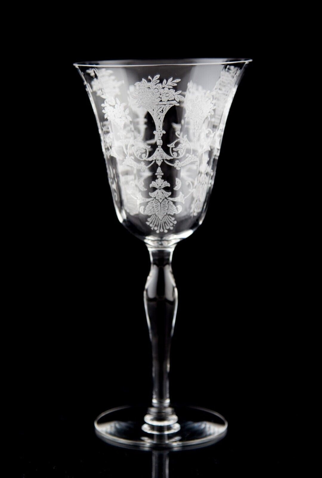 Morgantown Mayfair Water Goblet Glass Elegant Vintage Floral Etch Stemware Etsy