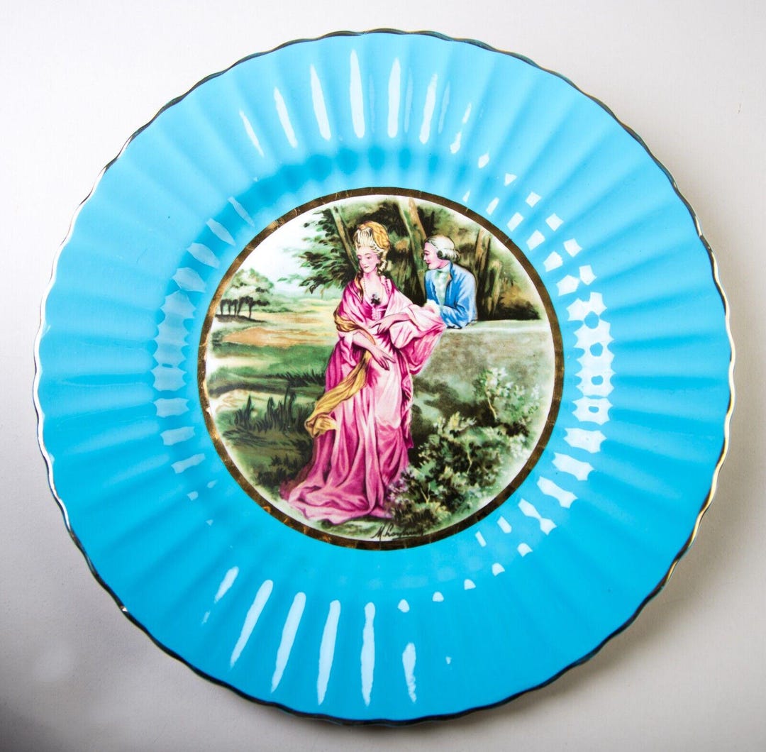 Wade England Light Blue Dinner Plate Colonial Courting Couple Scene - Etsy