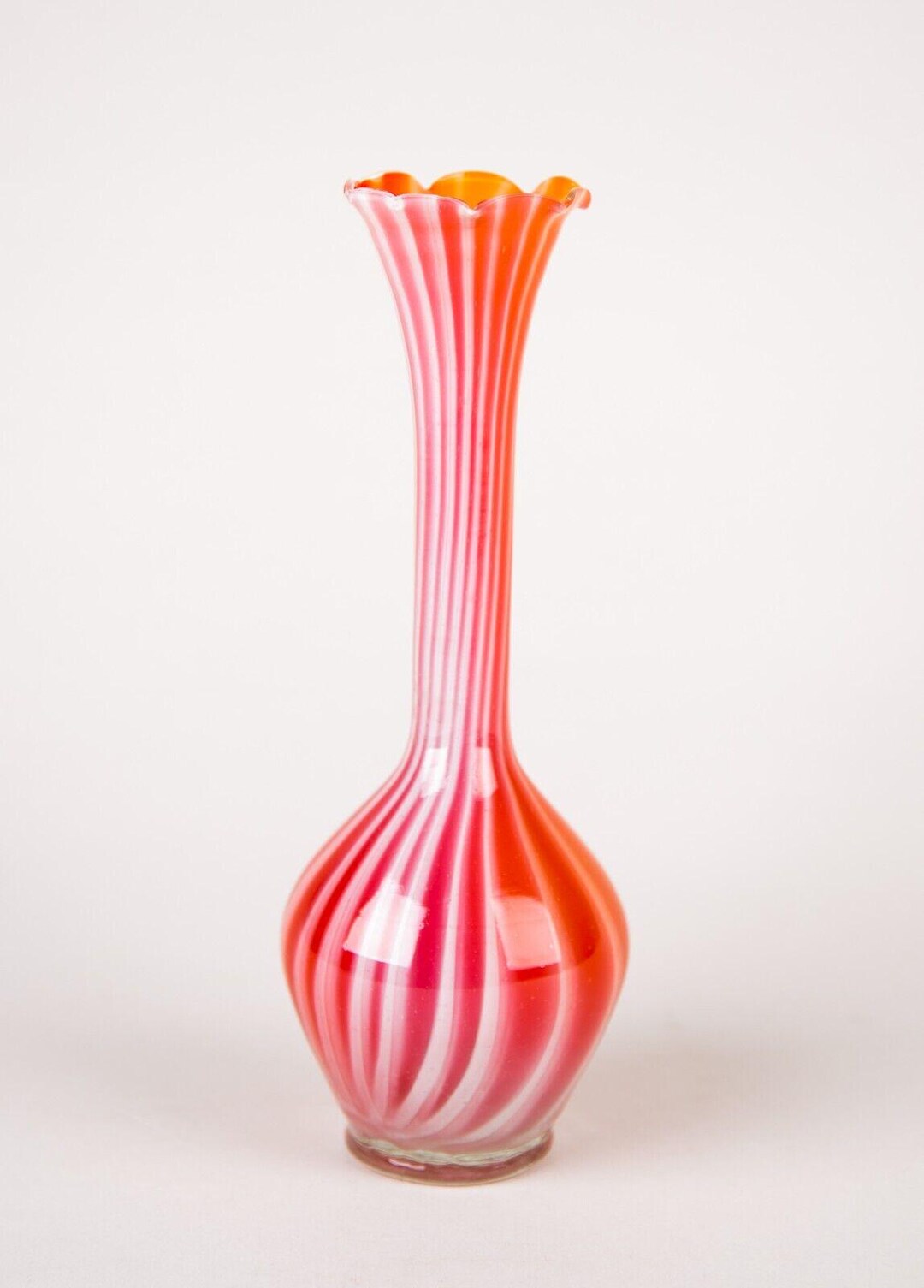 Vintage Orange Opalescent Swirl Art Glass Bud Vase 8" - Etsy