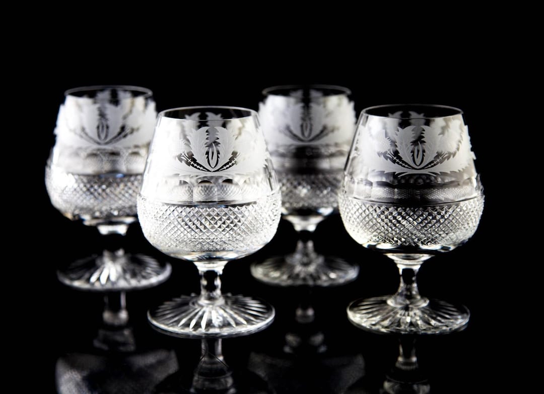 Edinburgh Thistle Small Brandy Snifter Glasses Set of 4 Elegant Vintage ...