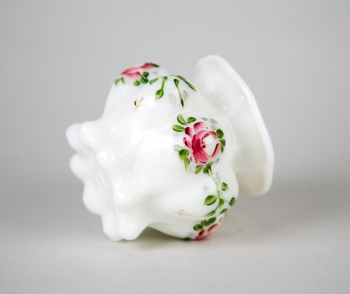 Consolidated Hand Painted Roses Milk Glass Vase Vintage - Etsy