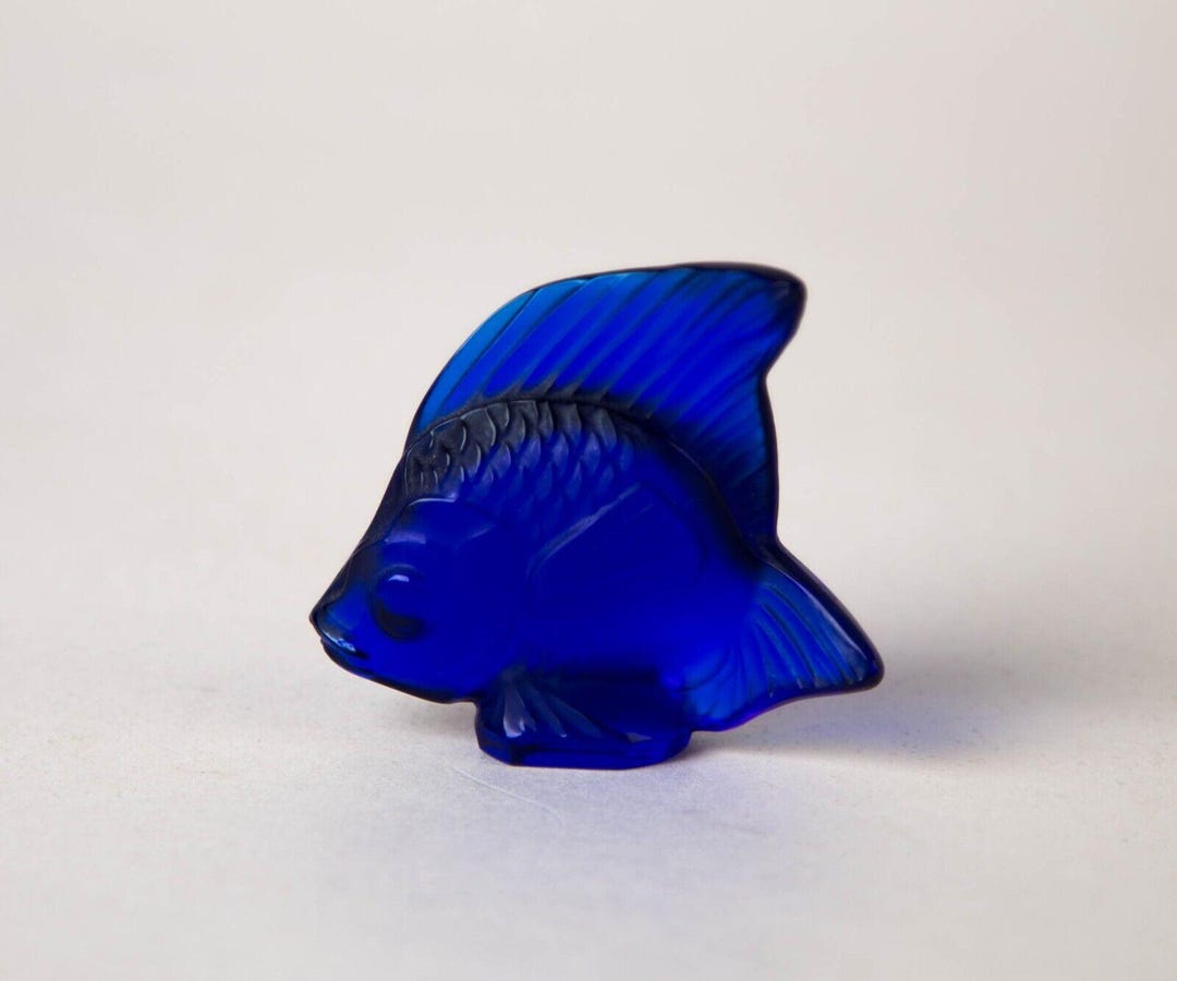 Lalique Cobalt Blue Poisson Angel Fish Figurine Vintage Crystal France ...