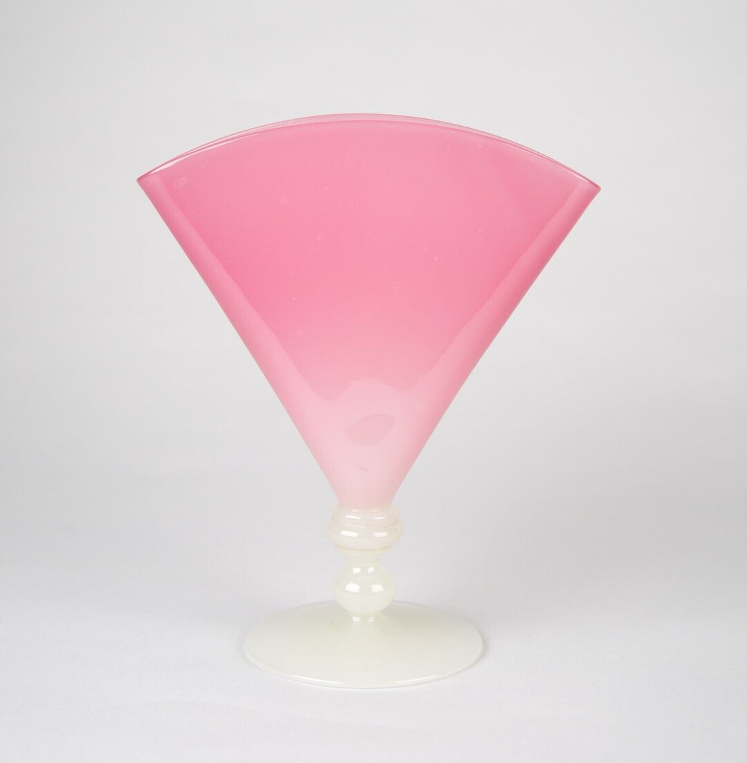 Carder Steuben Rosaline Pink & Alabaster Fan Vase 6287 Antique Art ...