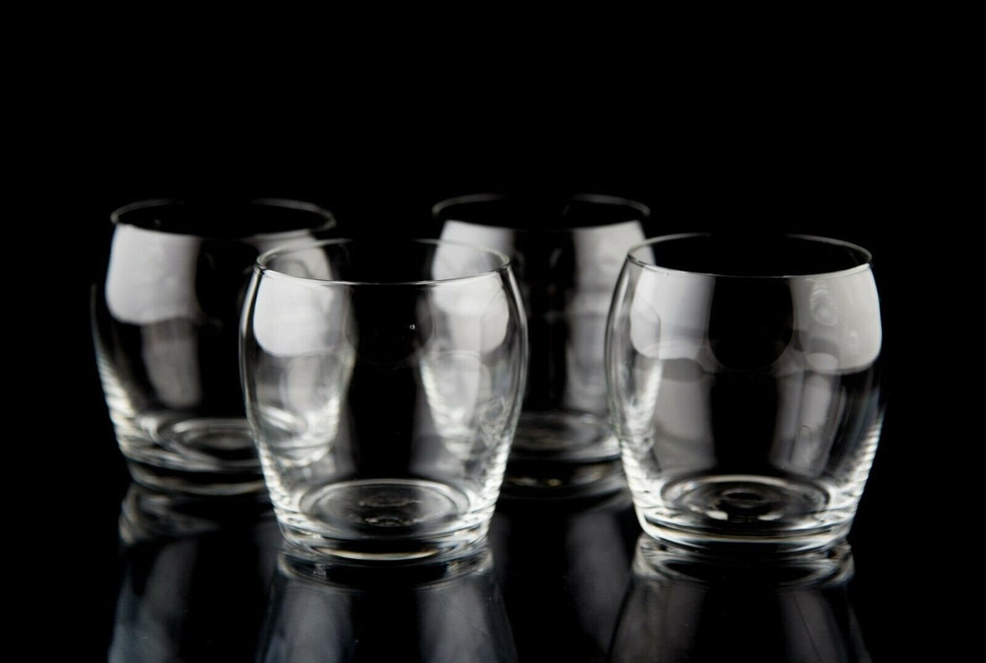 Elements Old Fashioned Roly Poly Glasses Set of 4 Vintage Glass Barware ...