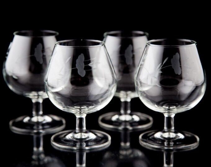 Princess House Heritage Brandy Snifter Glasses Set of 4 Vintage Crystal ...
