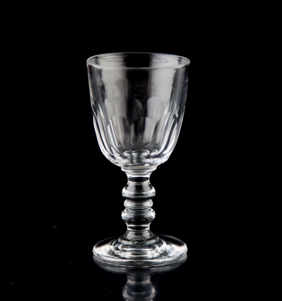 Antique Blown Glass Small Goblet Cut Panel Pattern W/ Wafer Stem ...