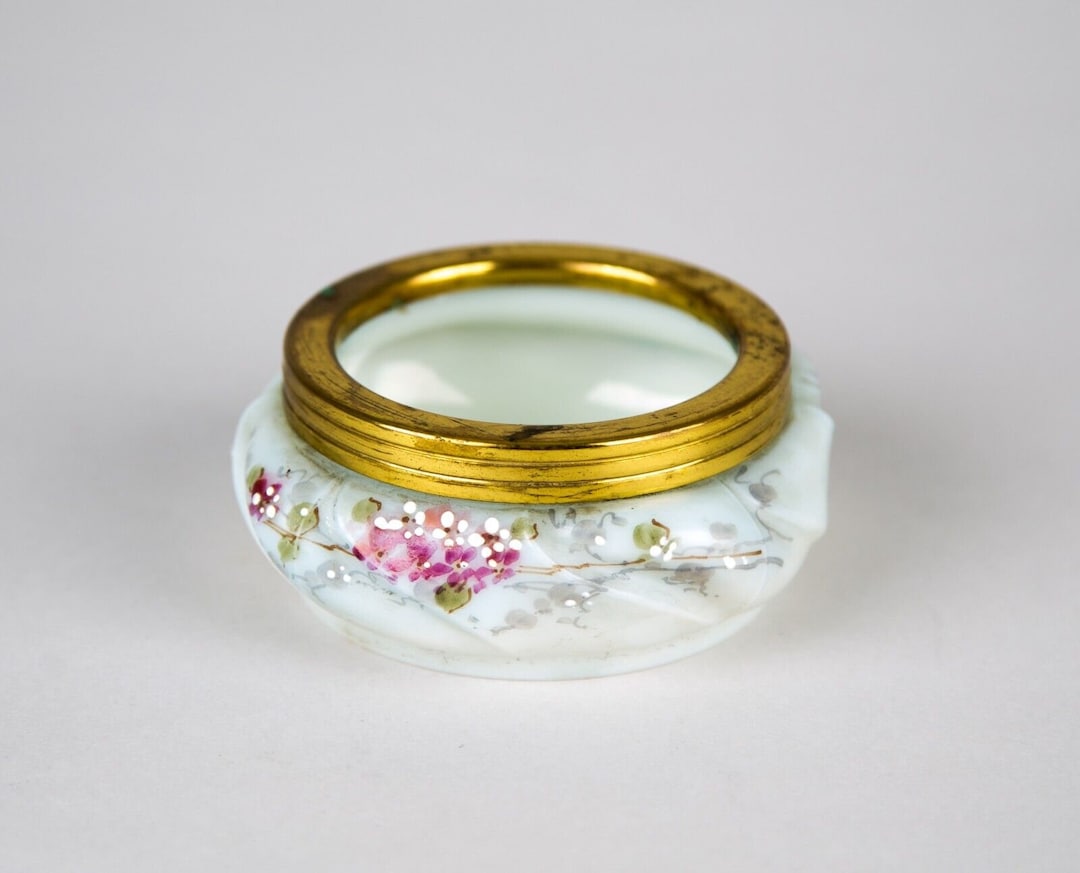 Antique CF Monroe Wave Crest Hand Painted Glass Pin Tray Open Trinket ...