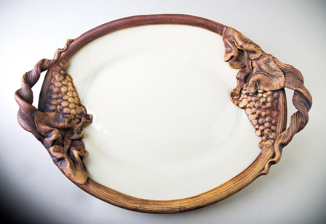 Ellen Evans Terrafirma Platter Grape Handled Tray Vintage Studio ...