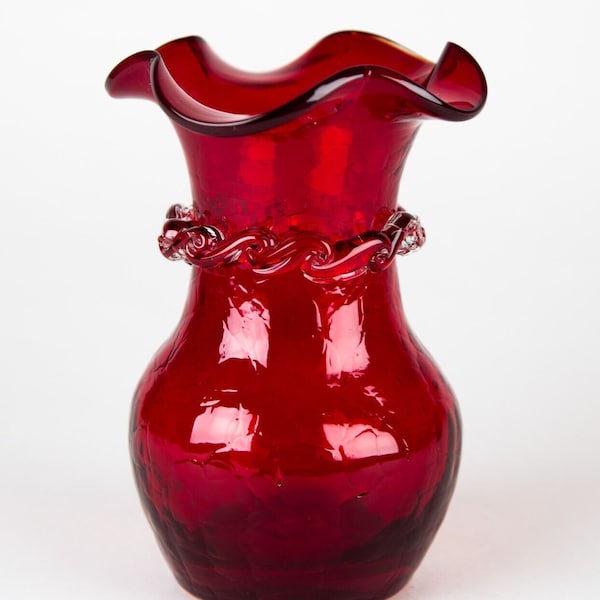 Ruby Red Vase - Etsy