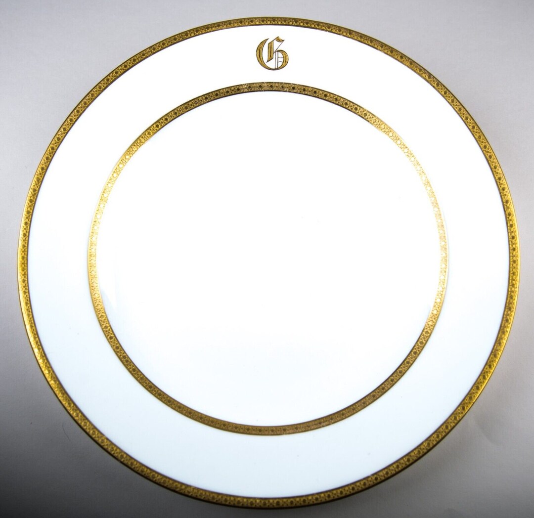 Coalport Gold Monogrammed Round Platter Chop Plate 12" Vintage England ...