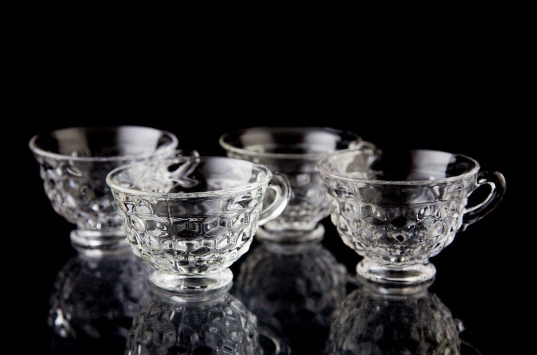 Fostoria American Clear Cups Set of 4 Vintage Cube Glassware - Etsy