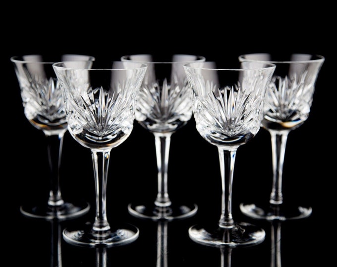 Gorham Cherrywood Claret Wine Glasses Set of 5 Elegant Vintage Crystal ...