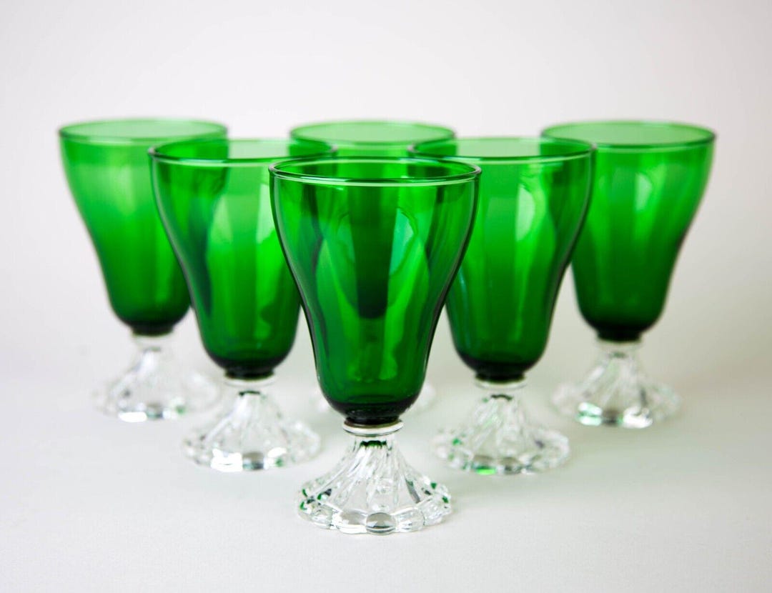 Anchor Hocking Burple Inspiration Green Water Goblet Glasses Set of 6 ...