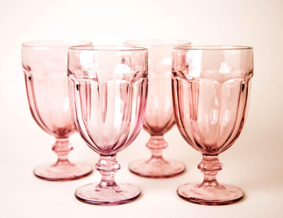 Libbey Duratuff Gibraltar Pink Iced Tea Goblet Glasses Set of 4 Vintage Glass - Etsy