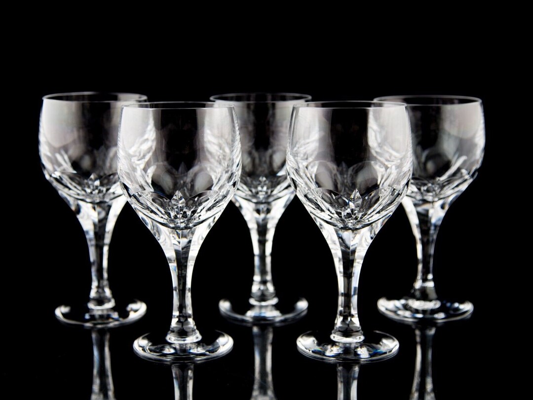 Atlantis Evora Water Goblet Glasses Set of 5 Elegant Vintage Crystal ...