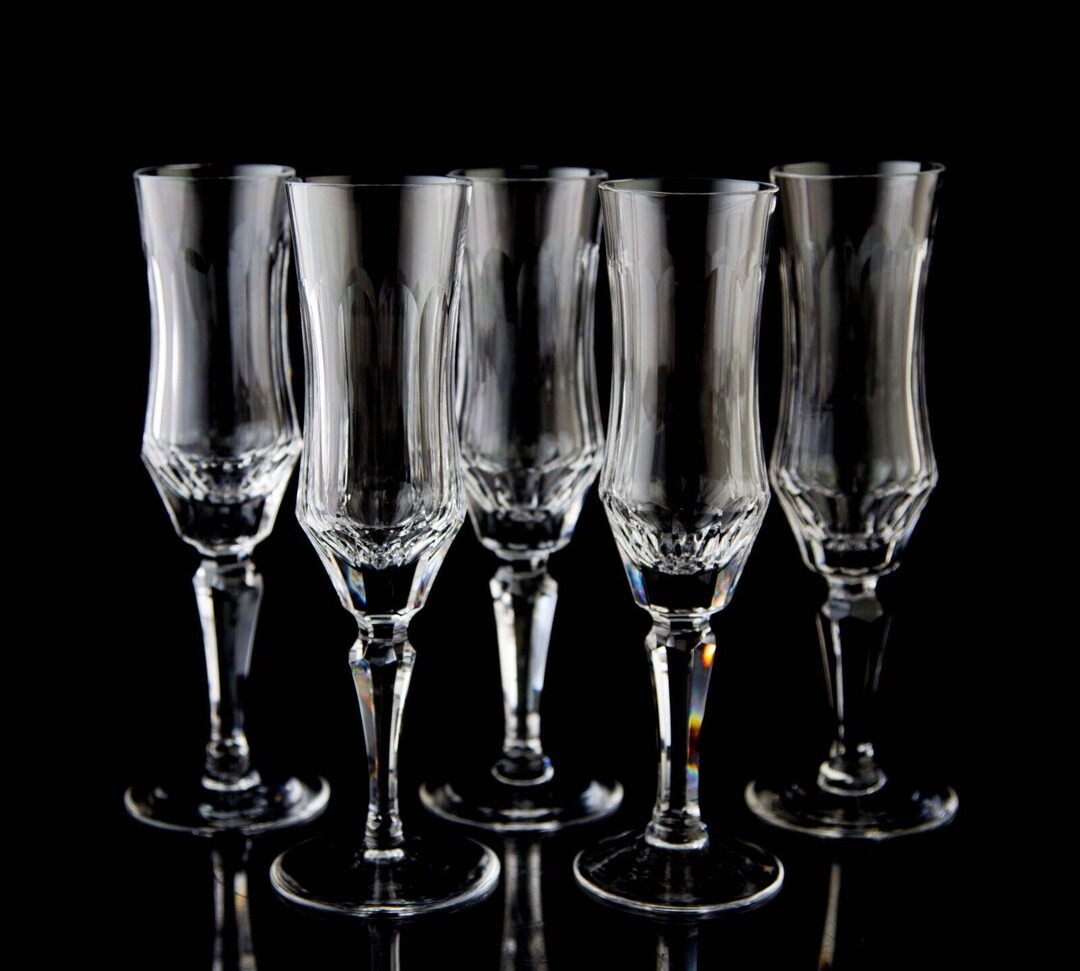 Old Galway Plain Foot Fluted Champagne Glasses Set of 5 Elegant Vintage ...