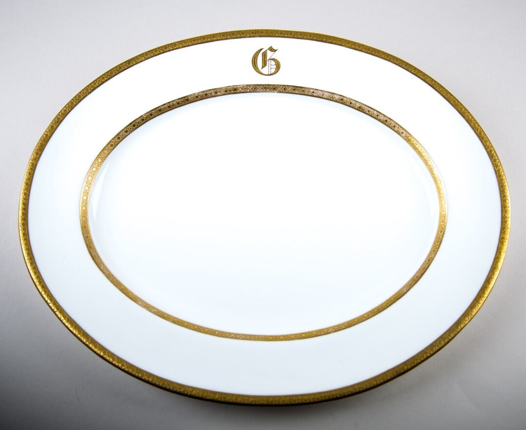 Coalport Gold Monogrammed Oval Serving Platter 13" Vintage England - Etsy