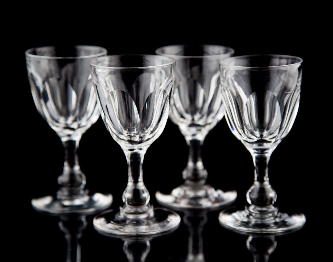 Antique Vintage Cut Panel Crystal Small Goblets Set 2 Oz. Polished ...