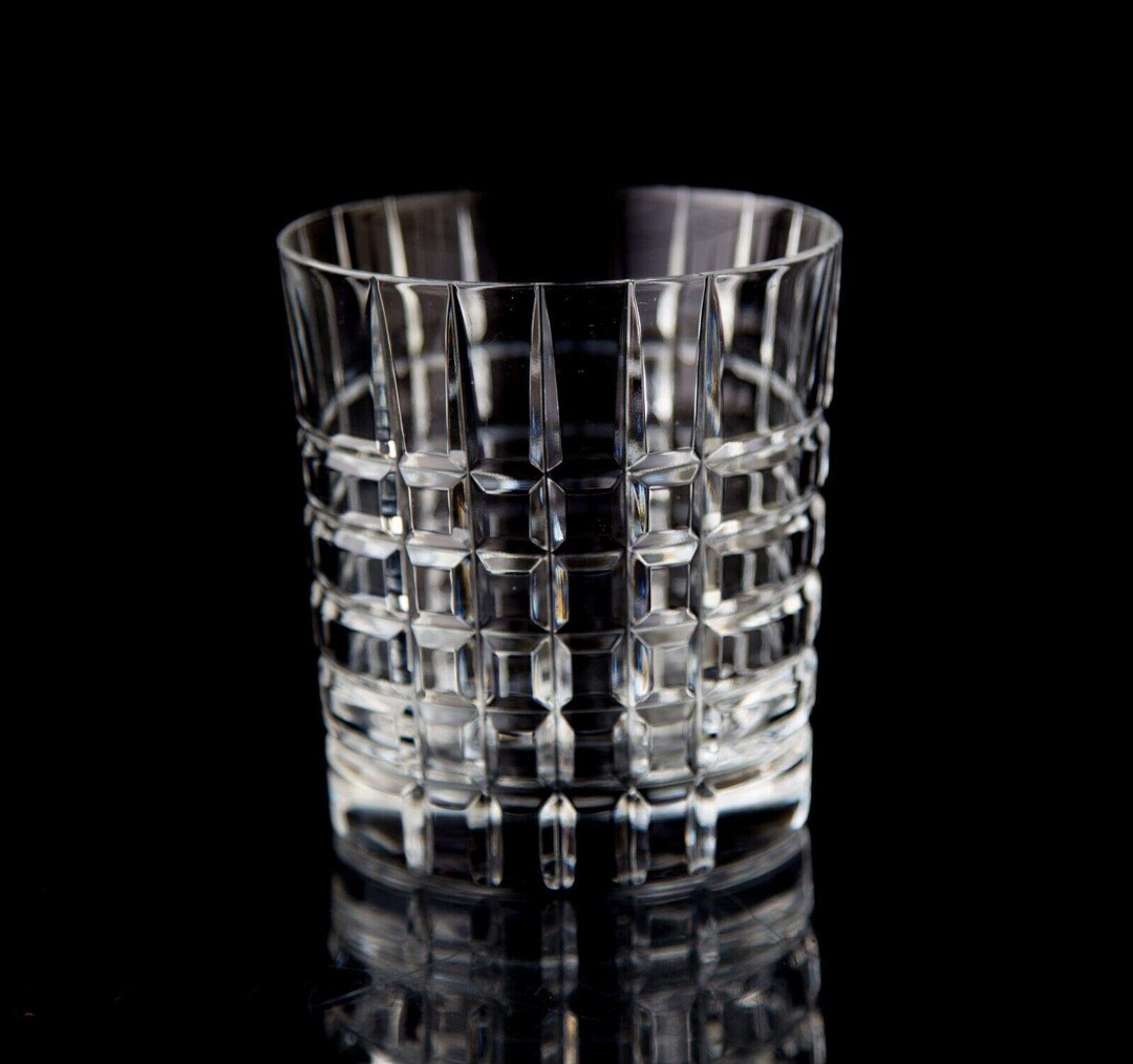 Tiffany & Co Plaid Double Old Fashioned Glass Vintage Crystal Barware ...