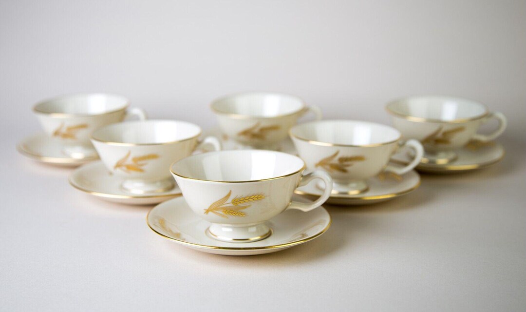 Lenox Harvest Cups & Saucers Set of 8 Vintage Gold Wheat R-441 - Etsy