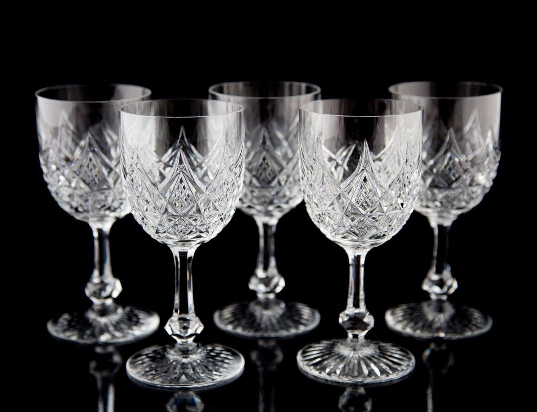Baccarat Colbert Claret Wine Glasses Set of 5 Vintage Crystal France ...