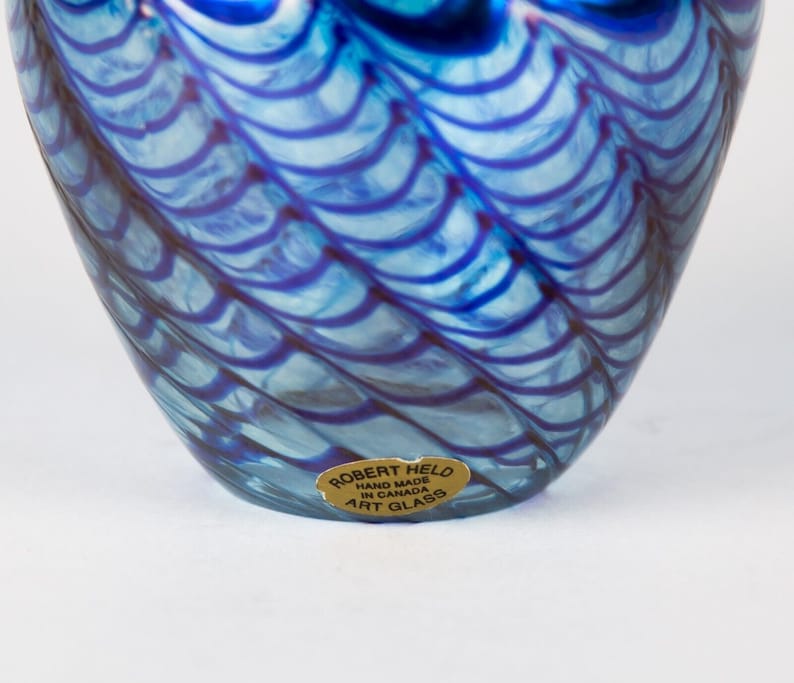 Robert Held Blue Iridescent Art Glass Vase Signed - Etsy