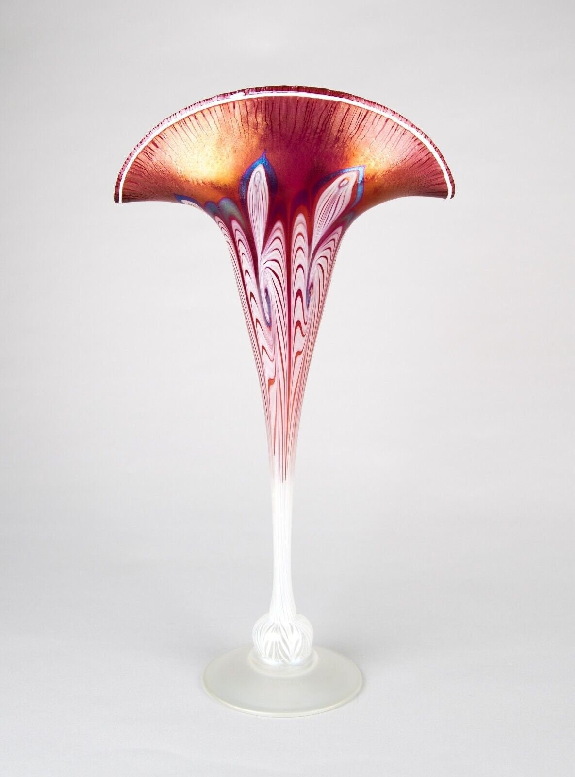 Vintage vandermark Merritt pulled feather Compote glass bowl signed ...