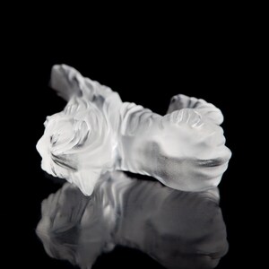 Lalique Yorkshire Terrier Dog Yorkie Kneeling Figurine Crystal France ...