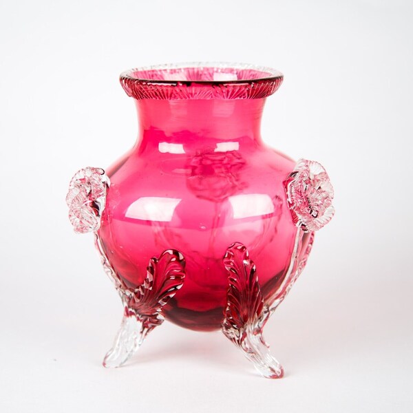 Cranberry Glass Vase - Etsy