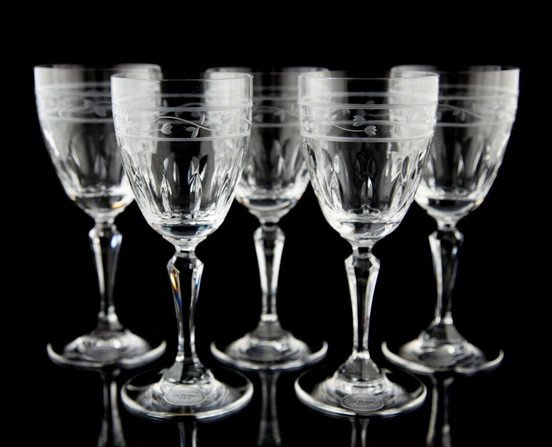Gorham Rosecliff Wine Glasses Set of 5 Elegant Vintage Floral Cut ...