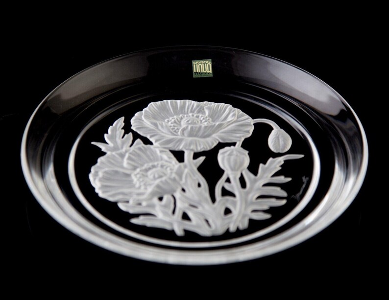 Hoya Flower of the Month Plate August Poppies Engraved Crystal - Etsy