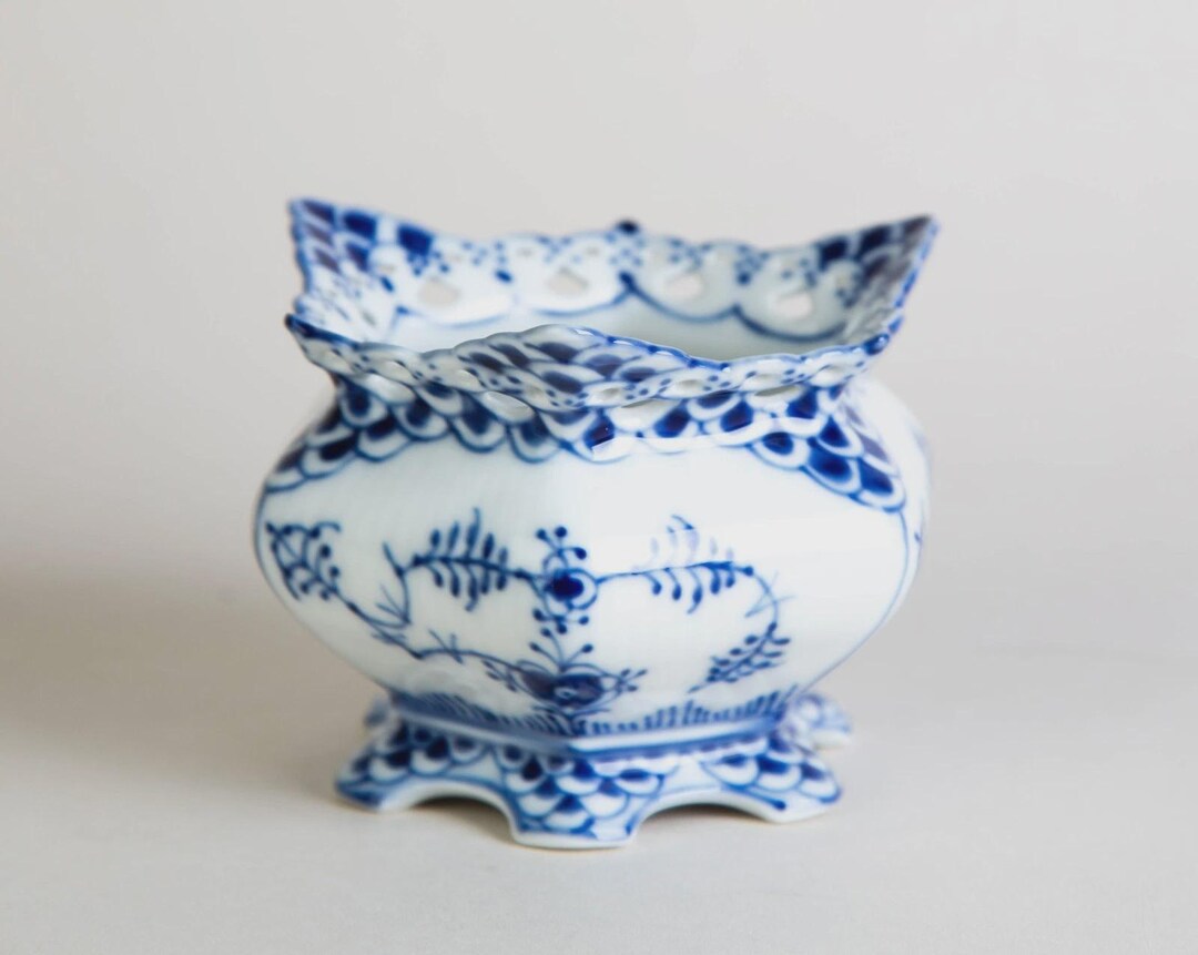 Royal Copenhagen Blue Fluted Full Lace Sugar Bowl #1112 Vintage Denmark ...