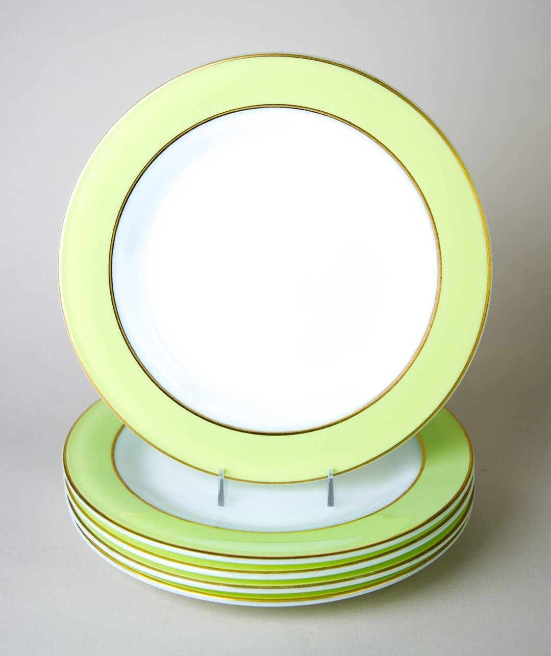 Pyrex Lime Green Band Gold Trim Dinner Plates Set of 5 Vintage - Etsy