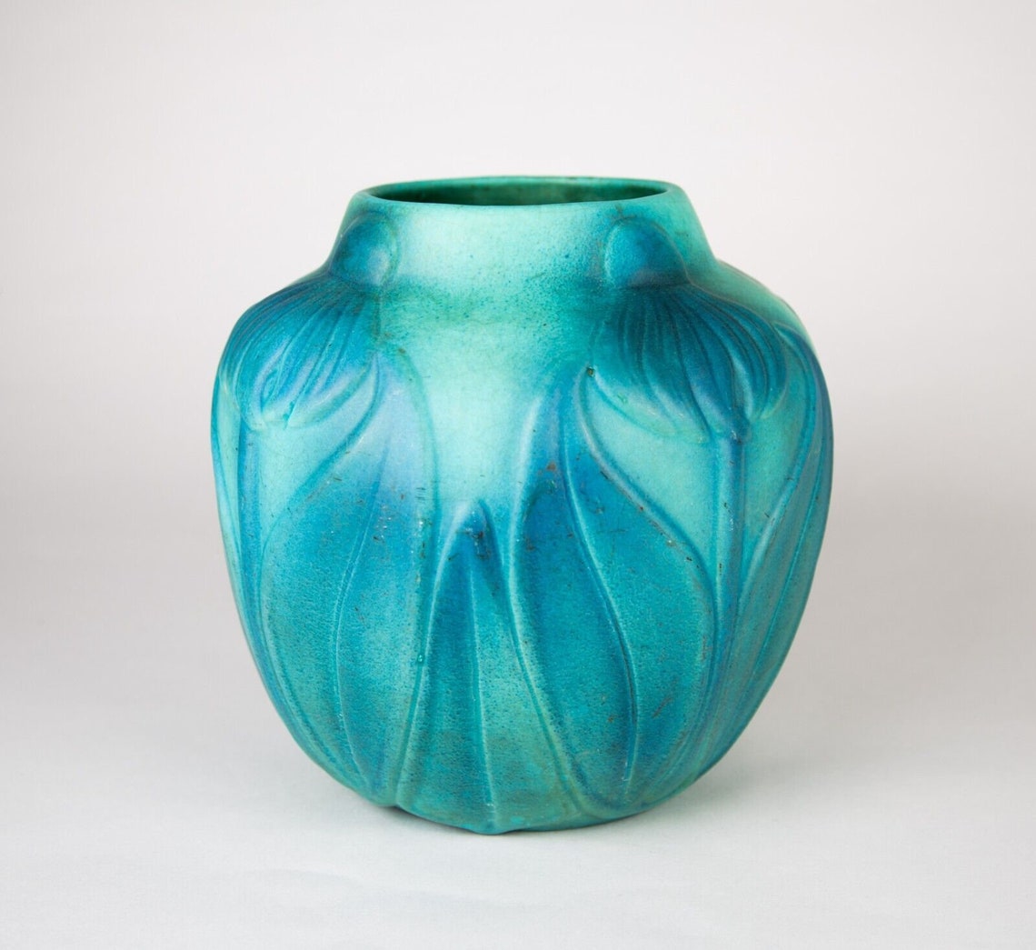 Antique Van Briggle Pottery Large Vase 754 Blue Green Matte - Etsy