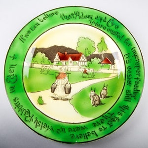Antique St. Augustine Ware Staffordshire Pottery Green Rabbit Plate ...