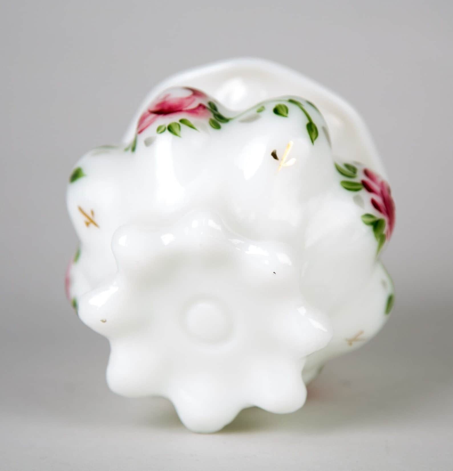 Consolidated Hand Painted Roses Milk Glass Vase Vintage - Etsy